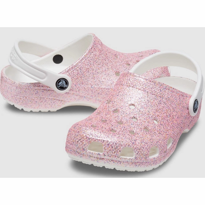 Sandales Crocs Enfant Classic Glitter Clog White Rainbow | Fashionchaussures